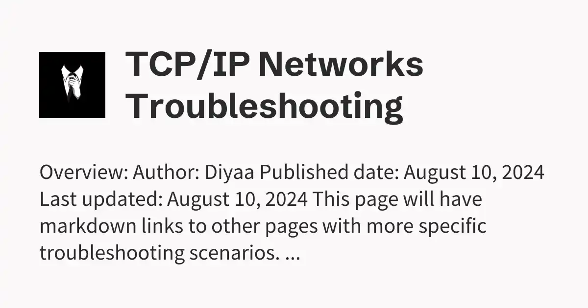 Tcpip Networks Troubleshooting